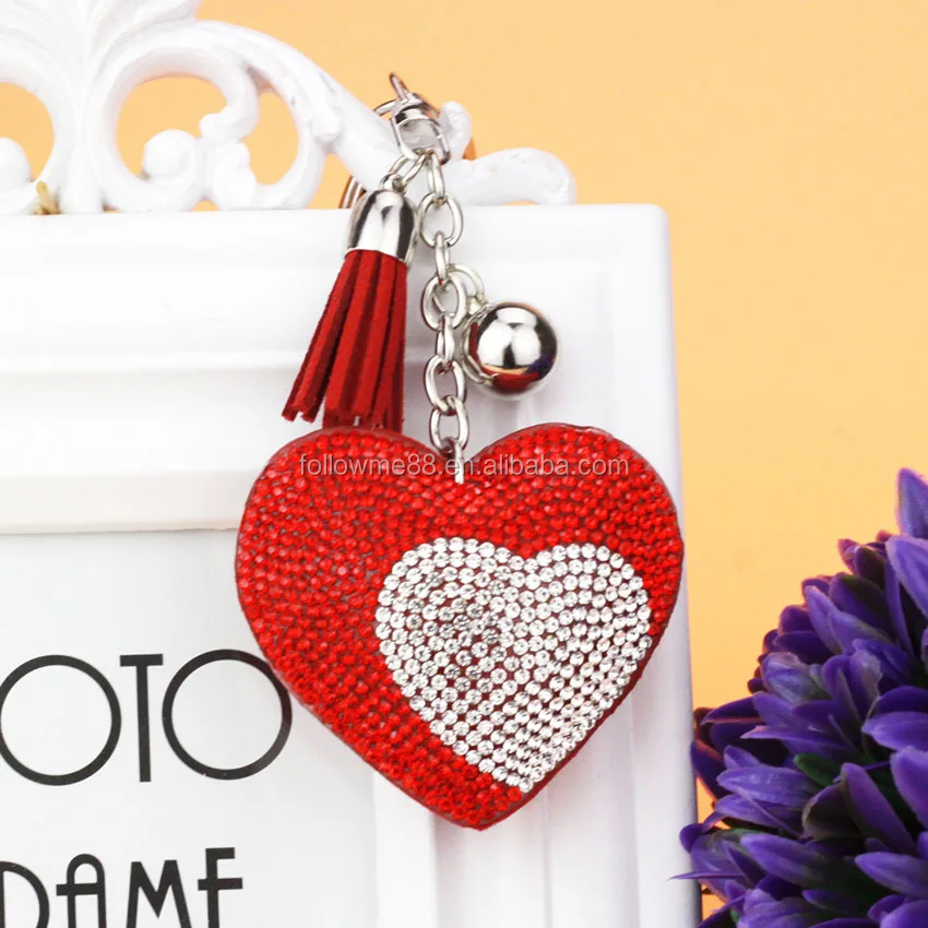 Rhinestone Keyring Heart Shaped Key Chain Keychain Acrylic Keychain ...