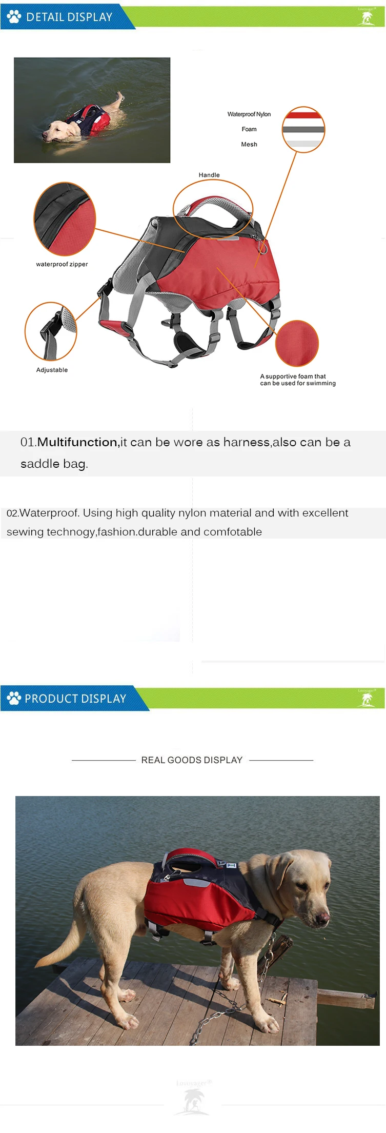 Waterproof Dog Backpack - Ideal for Outdoor and Swimming