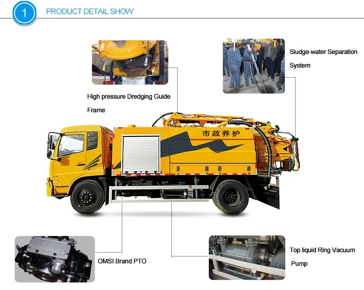 6000L High Pressure Combination Vacuum Jetting Flushing Truck