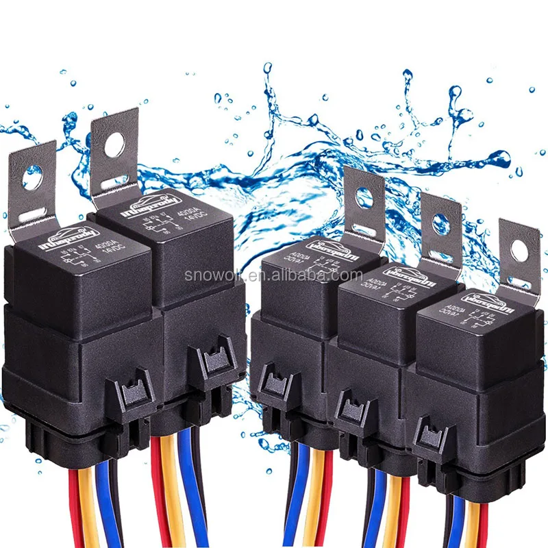 5 Pack 40a 30 Amp 5 Pin Spdt Automotive Waterproof Relay Set Heavy Duty ...
