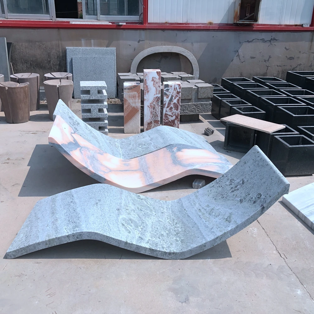 Outdoor Garden Polished Colourful Marble Onyx Bench Design