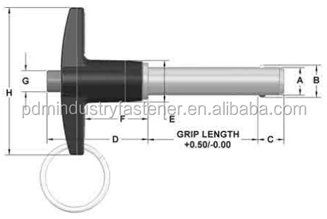 Stainless Steel Quick Release Pin T Handle M12 50mm Self-locking From ...