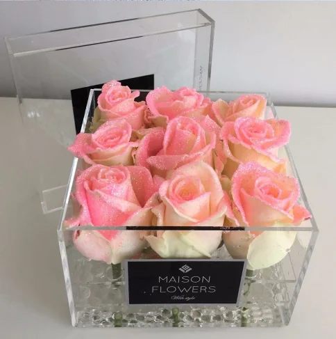 High Quality Transparent Clear Plastic Flower Acrylic Rose Logo Flower ...