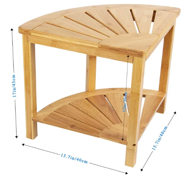 Triangle Shape Stable Indoor and Outdoor Bamboo Corner Shower Bench ...