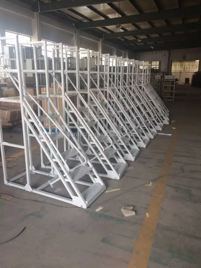 Warehouse Order Picking Carbon Steel Movable Platform Ladder With Wheel ...