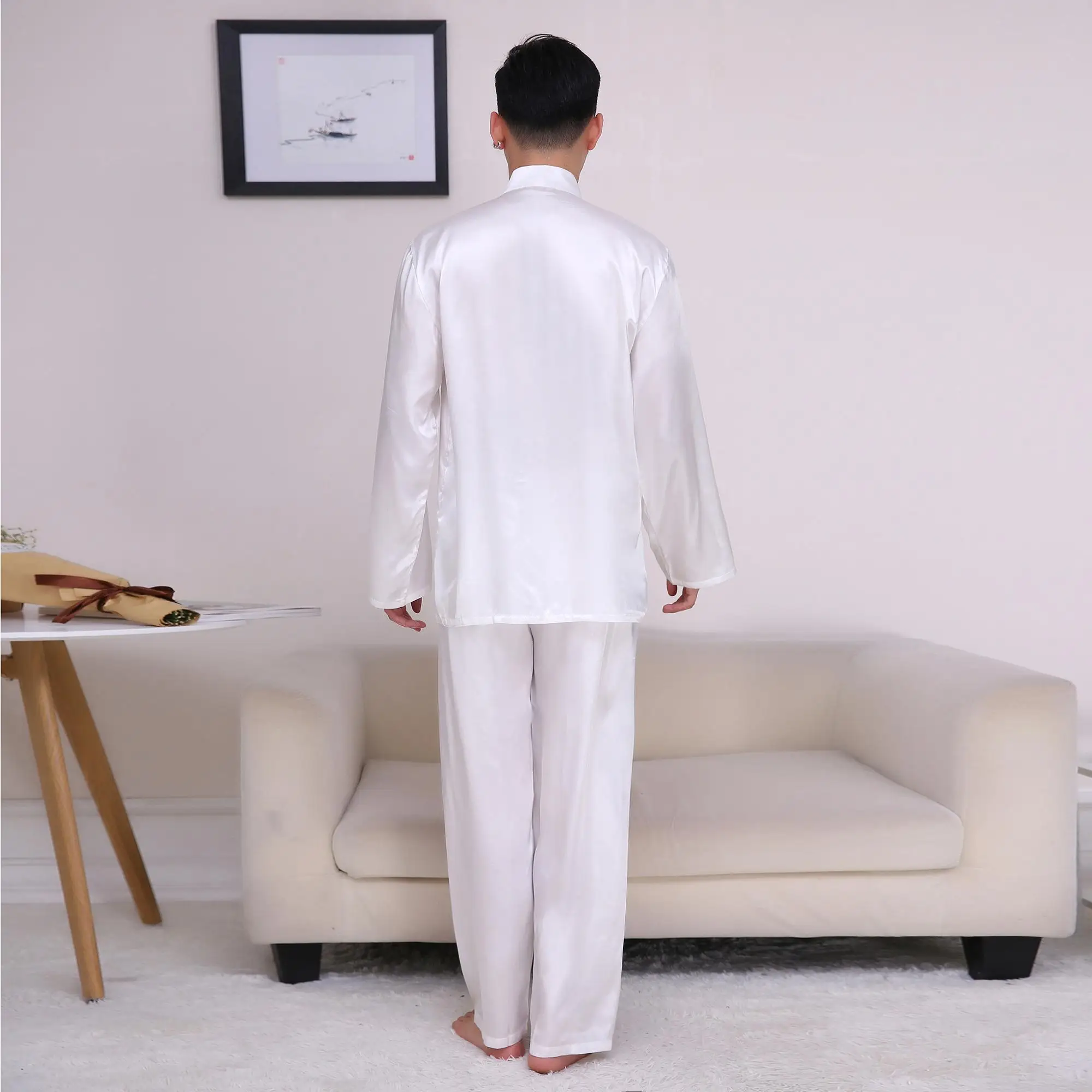 Chinese Style Adult Onesie Pajamas Men Luxury Men's Embroidery Silk ...
