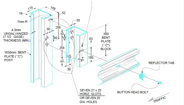 Road Safety Barrier W-beam / C Post / C Spacer Guardrail System - Buy ...