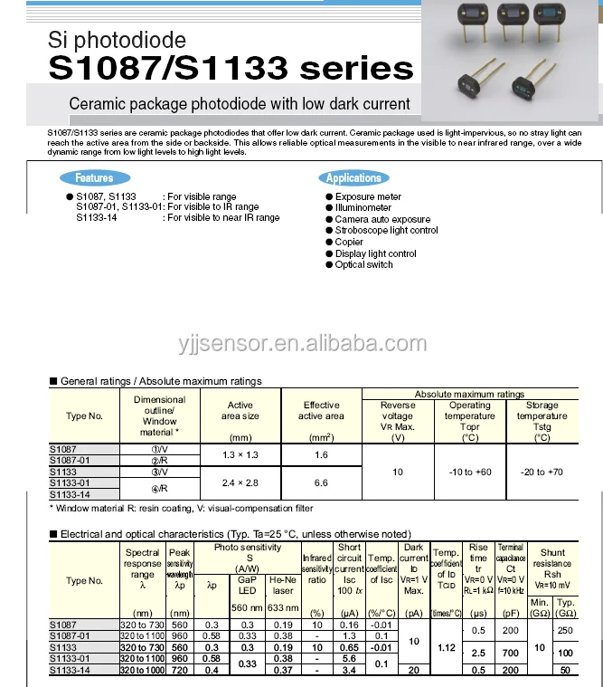 YJJ S1133 Infrared Photoelectric Diode - Biomedical Sensor