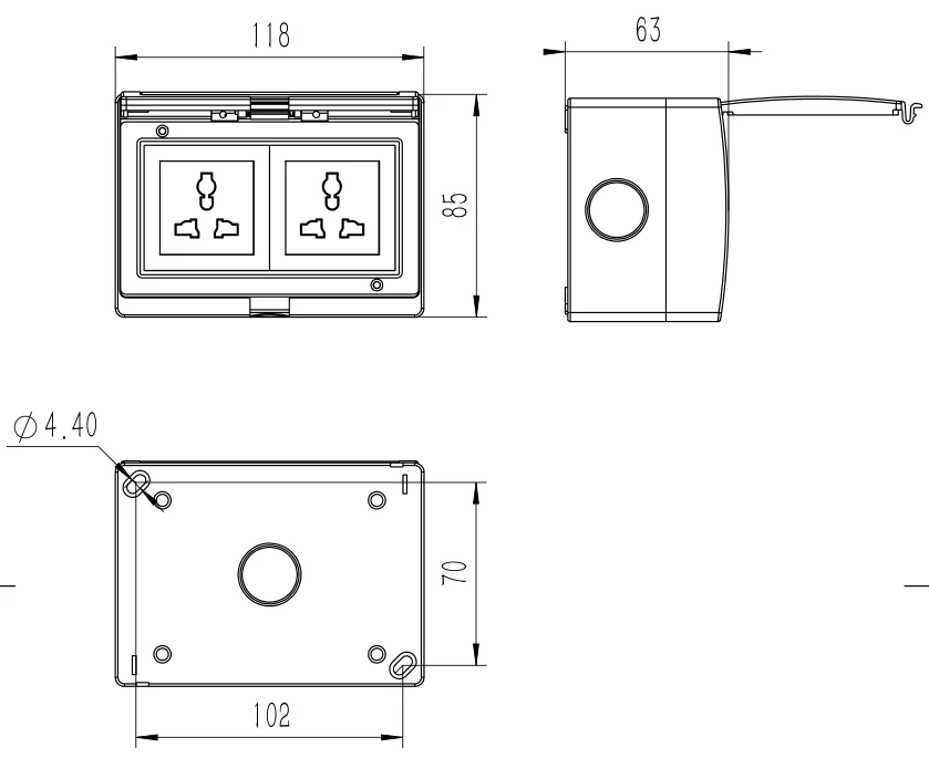 Multi-function Ip55 250vac 10a 13a Electrical Waterproof Wall 2 Gang ...