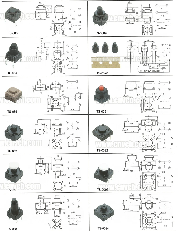 6x6 Normally Closed Tact Switch Smd Tactile Switch - Buy Tact Switch ...