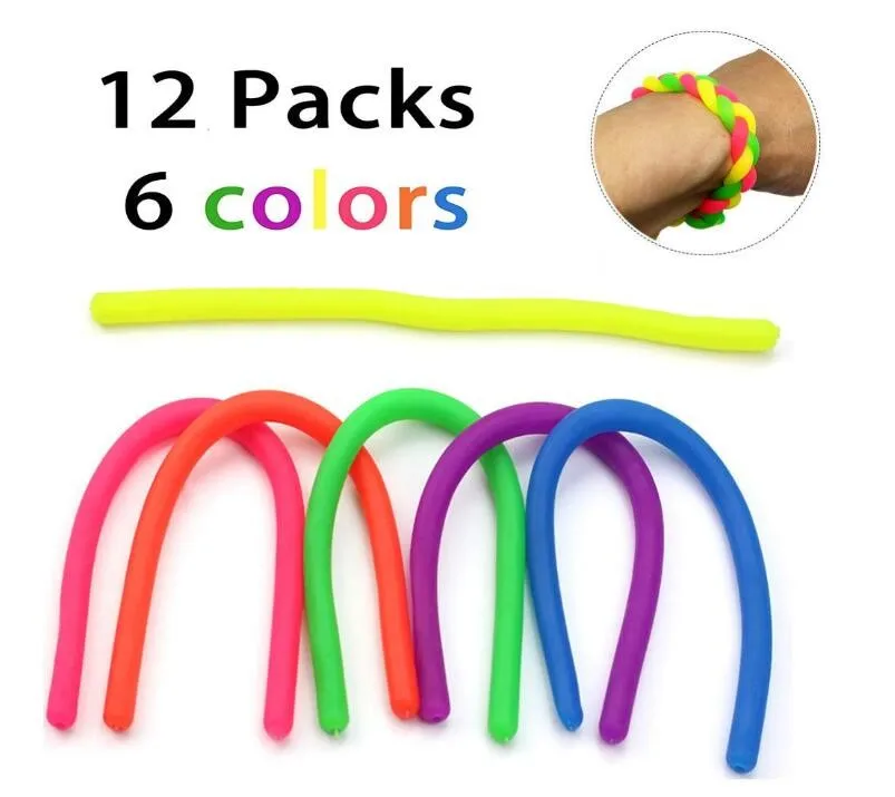 Stretchy Jelly String Noodles Thin Rubber Fidget Sensory Toys Set ...
