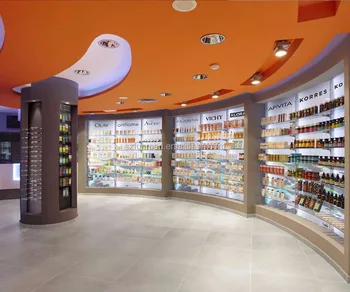 Pharmacy Store Interior Furniture Reception Desk Display Cabinet Design ...