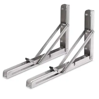 Folding Shelf Bracket Stainless Steel Triangle Wall Mount Support White ...