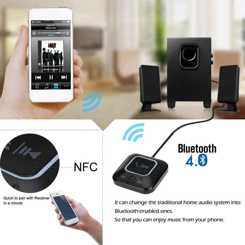Nfc Bt Audio Receiver Bt Speaker Car Kit Portable Wireless Bt A2dp ...