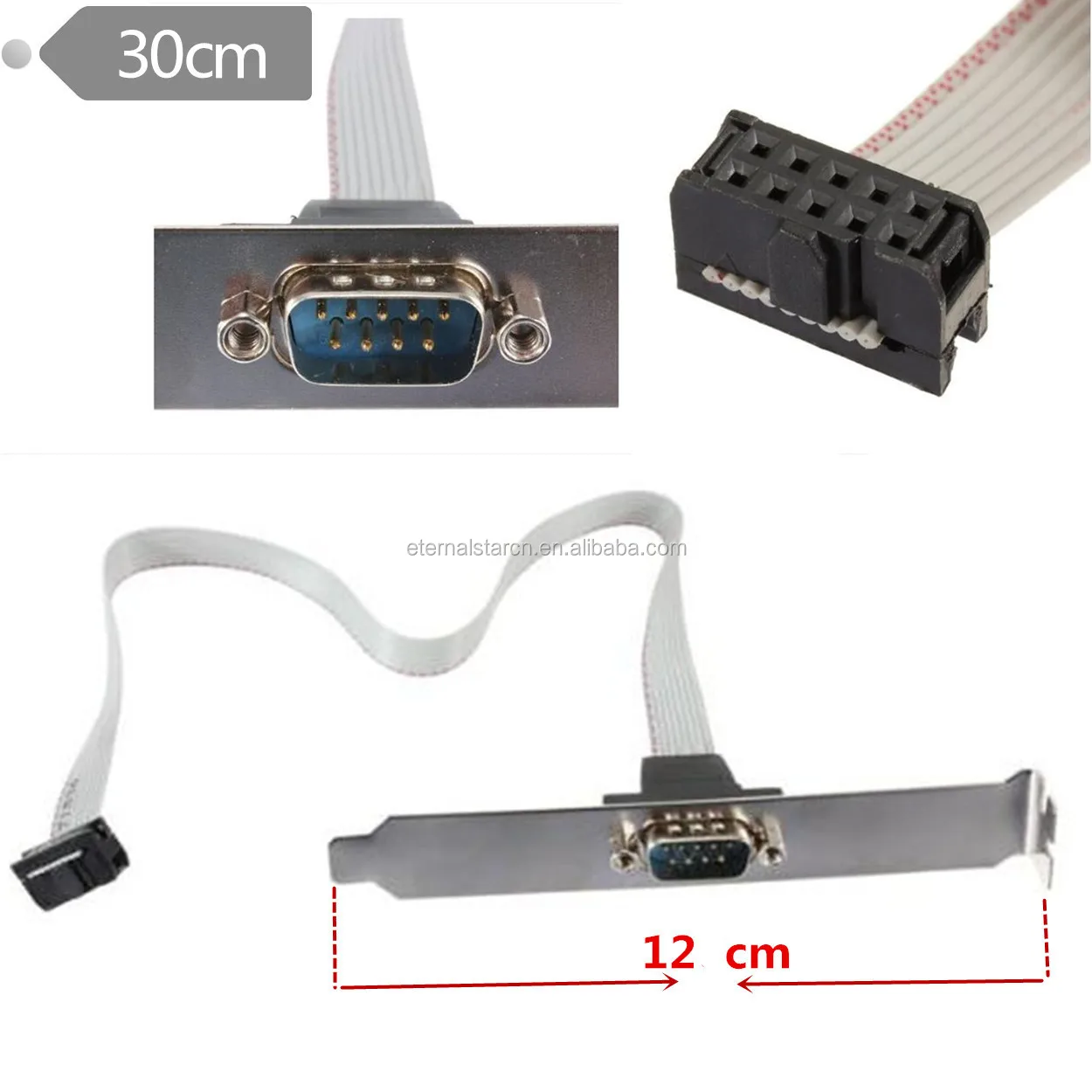 Rs232 Db 9 Pin Serial Port Connector With Ribbon Cable Db9 Male With 10 ...
