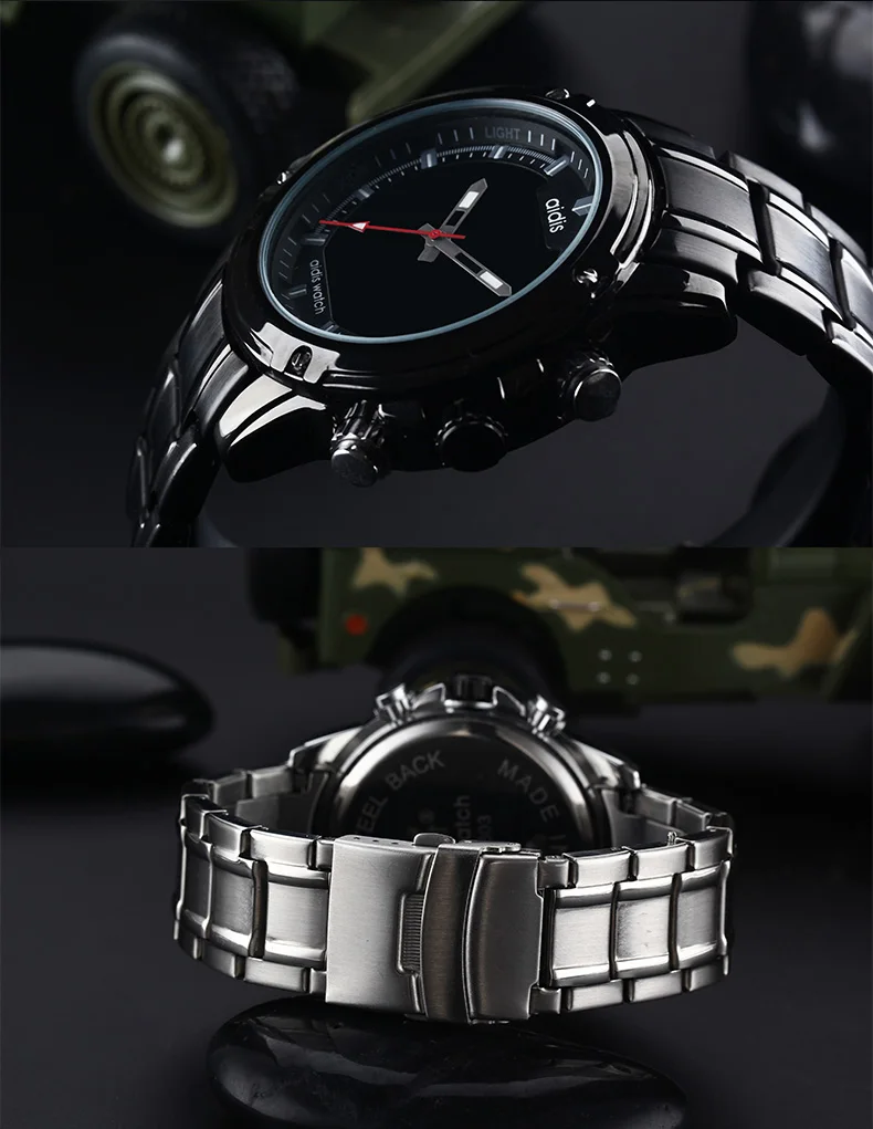 Addies Brand Watch Multifunction Dual Time Sports Watches Men Stainless ...