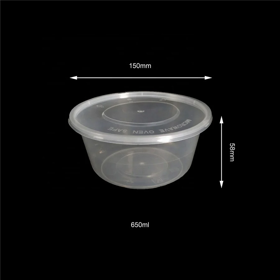 Disposable Plastic Take Away Round Food Warmer Container With Lid 650ml ...