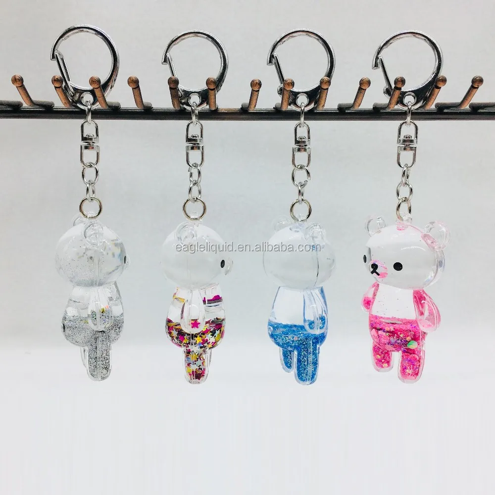 Acrylic Keychain with Liquid Inside - Glitter Bear Shape