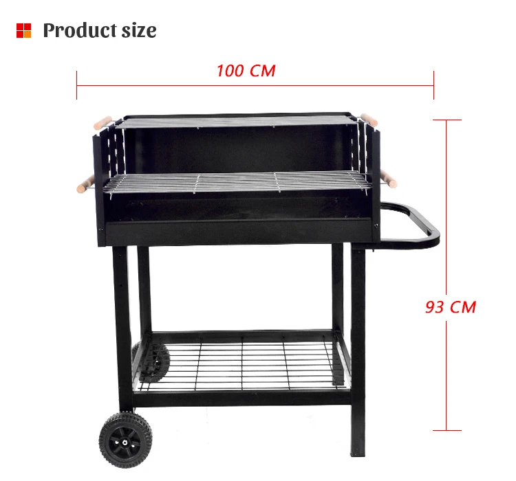 Patio Trolley Barbeque Forest Wood Burning Rectangle Charcoal Bbq Grill ...