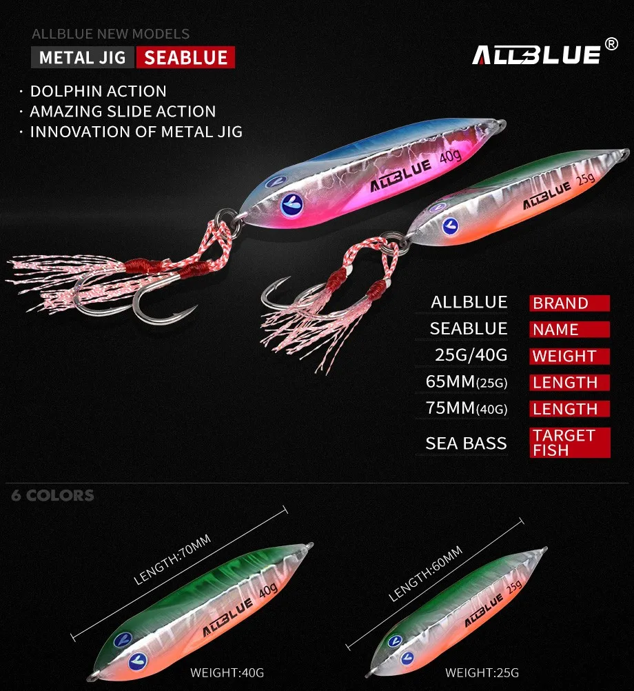 Allblue Casting Shore Fishing Metal Jig 25g 40g 60g Jigging Lure - Buy Slow Jig,Jig Fishing ...