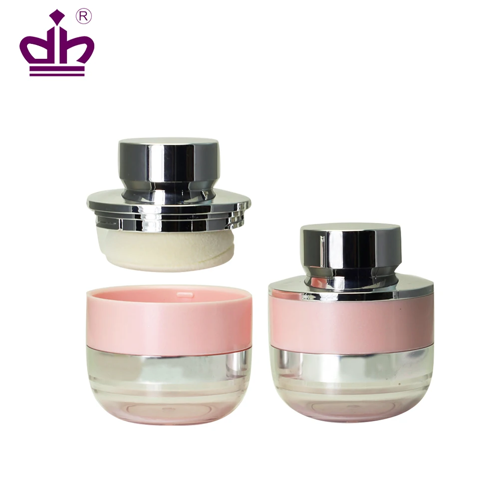 Pink Round Cosmetic Puff - Loose Powder Container Sifter Jar