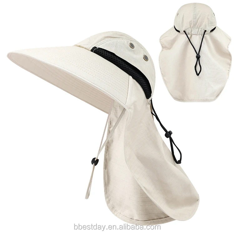 Outdoor Summer Sun Cap New Neck Protection Uv Sun Hat Large Eaves Men ...