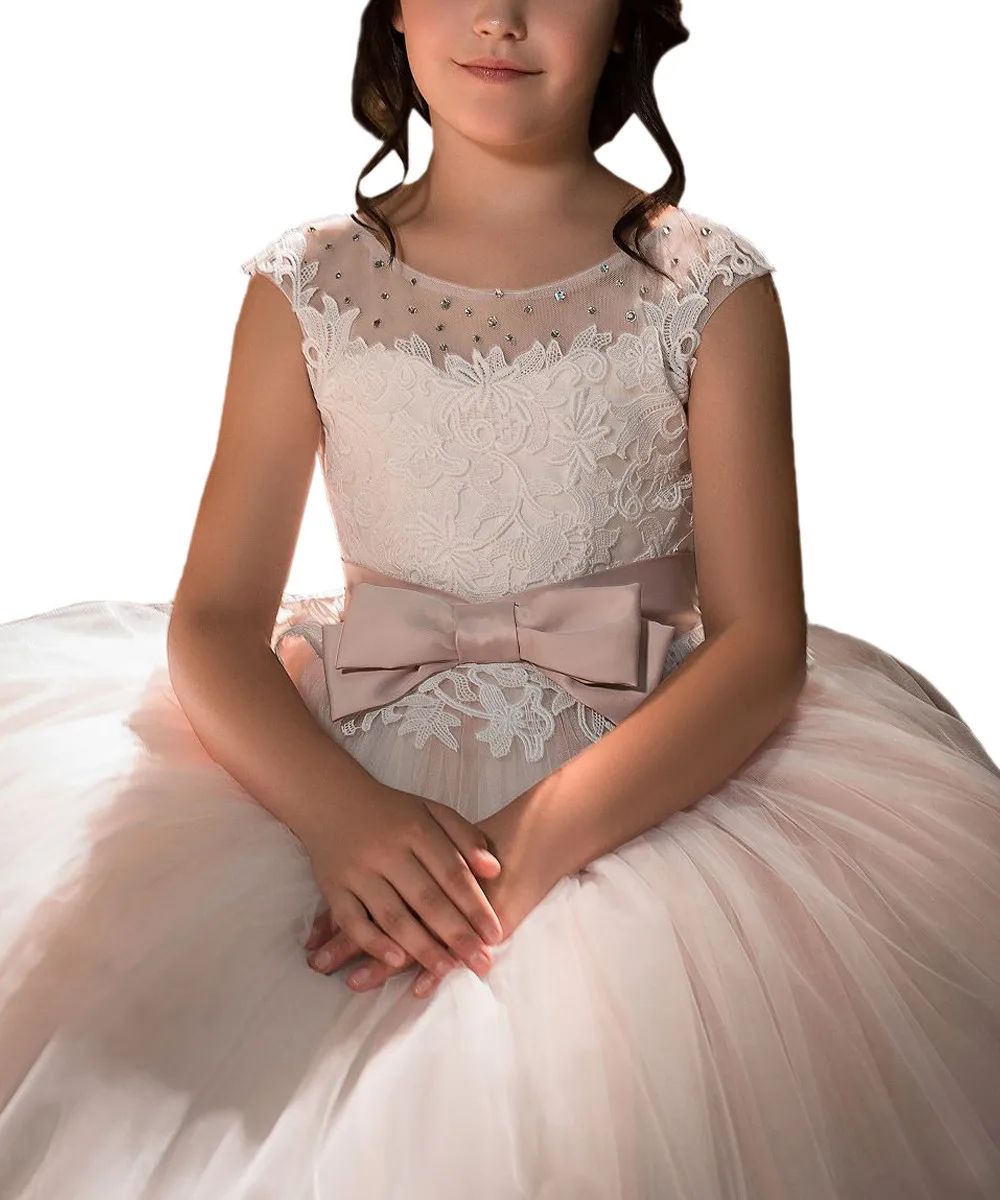 Fancy Little Girls Party Dresses With Bow Kids Wedding Dress Ball Gown ...