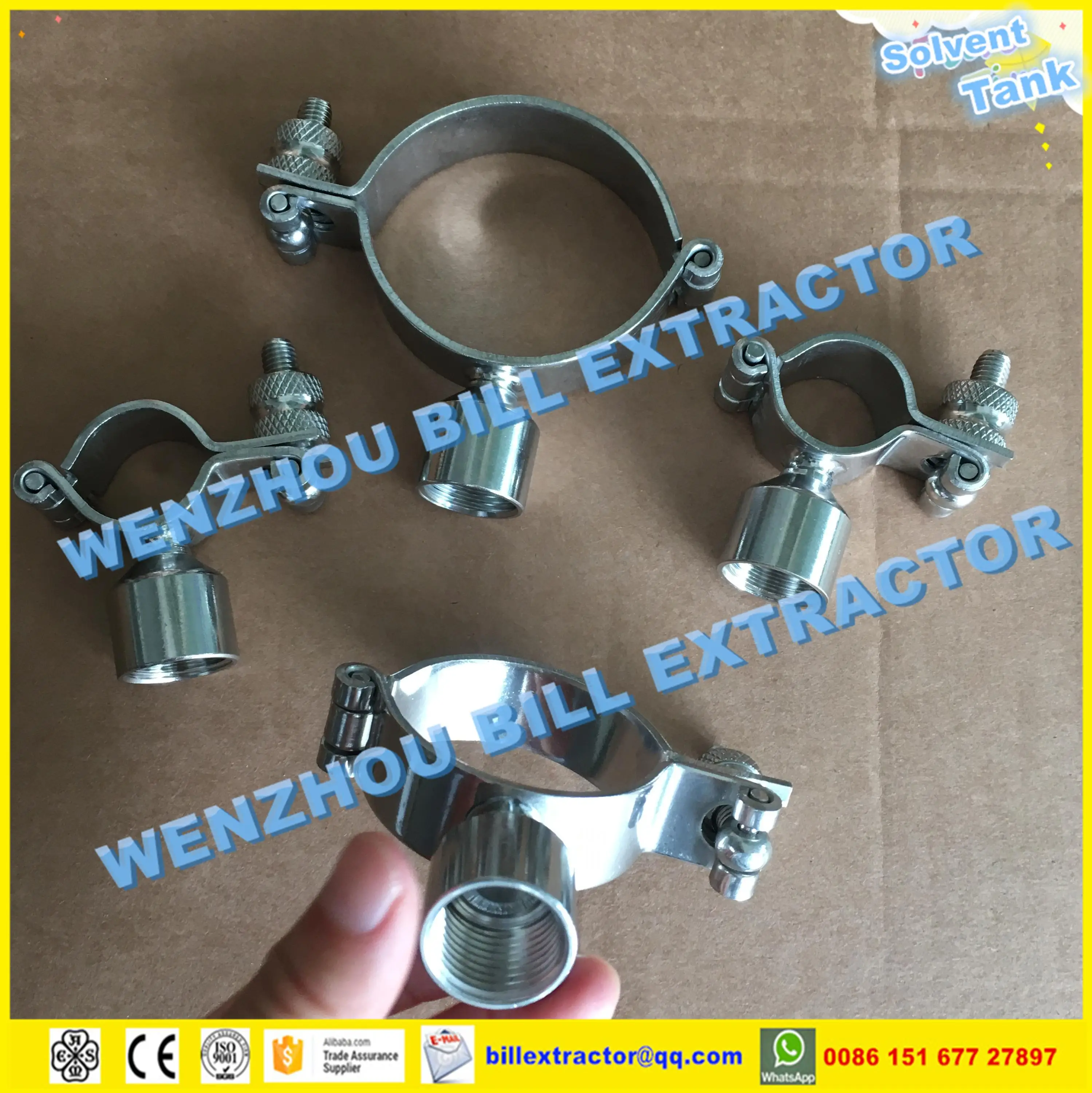 Ss304 6" Pipe Holder With Blue Rubber Bottom With Npt Threaded End ...