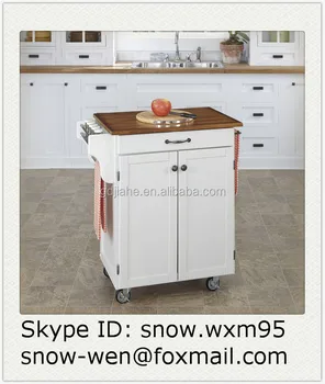 Wooden White Kitchen Trolley With Wheels,Kitchen Cabinet - Buy Kitchen ...