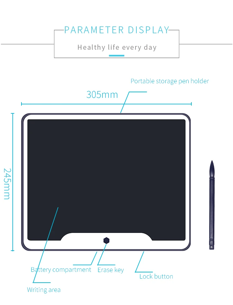 POLICRAL LCD Writing Tablet - 15 Inch Digital Memo Pad