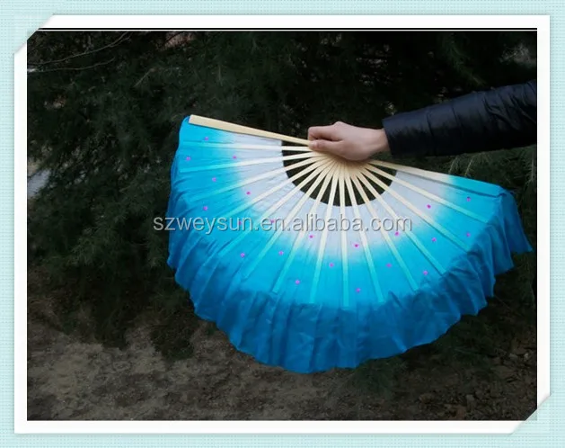 New Belly Dance Bamboo Fan Long Silk Fabric Chinese Fan Dance Fans ...