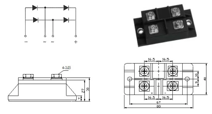1800V Silicon Single phase bridge rectifier module - Wolfchip Electronics