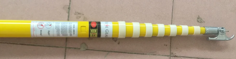 High Voltage Telescopic Fiberglass Hot Pole Insulating Electric Hot Stick