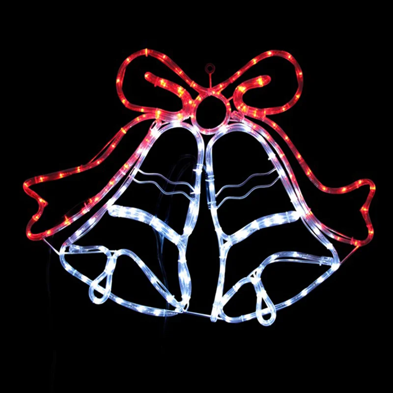 Outdoor Large Christmas Ornaments Lighted Jingle Bells Hanging Rope ...
