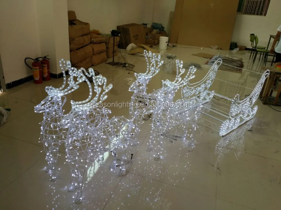 460cm Led Santa Riding Reindeer Sleigh Christmas Motif Rope Lights ...