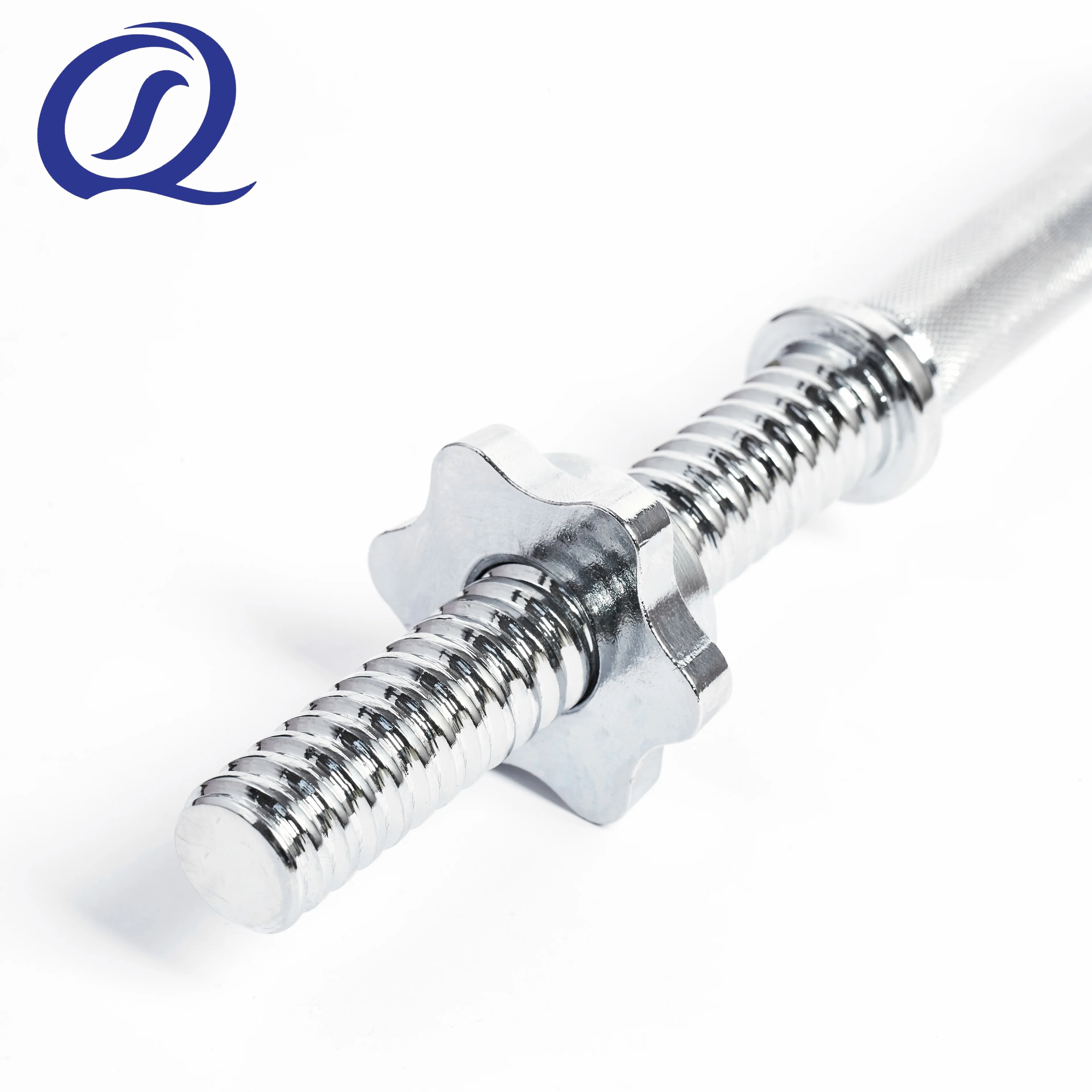 Gym Chromed Solid Steel Threaded Dumbbell Bar With Two Spinlock Collars ...