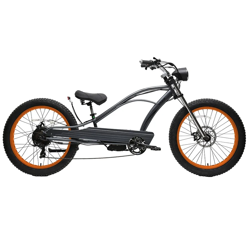 26'' Chopper 500w Electric Bike Long Stretch Fat Tire Bike Electric ...