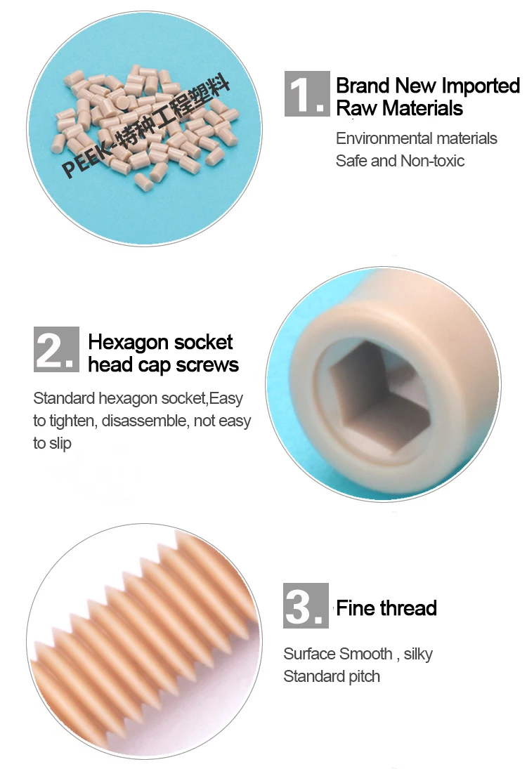 PEEK Hex Socket Head Screws - Durable Plastic Fasteners