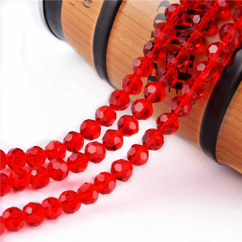 High Quality Crystal Light Siam Faceted Round Beads Football Shape ...