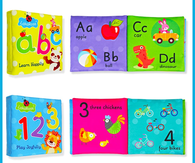 Alphabetic Numbers Color and Shapes Cloth Book for Babies