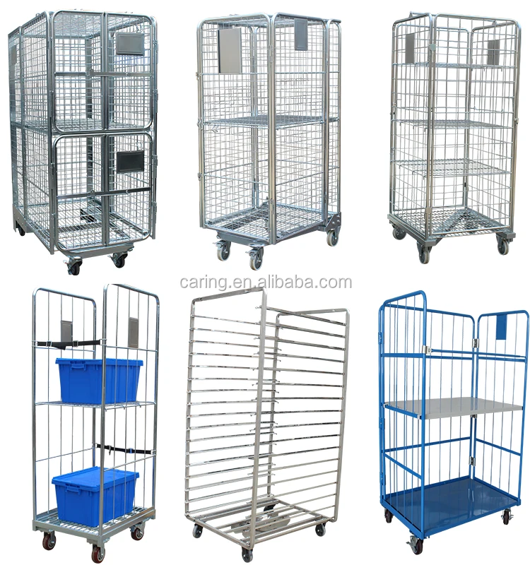 Supermarket Roll Cage Trolley - Heavy-Duty Wire Container with ...