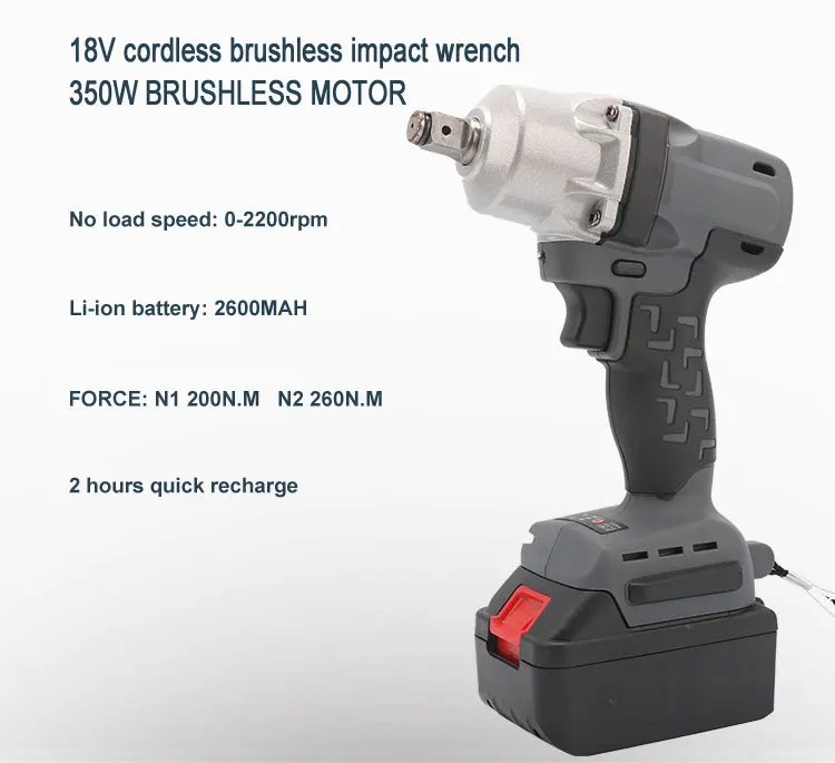 Professional 18v Rechargeable Battery Powered Cordless Impact Wrench ...