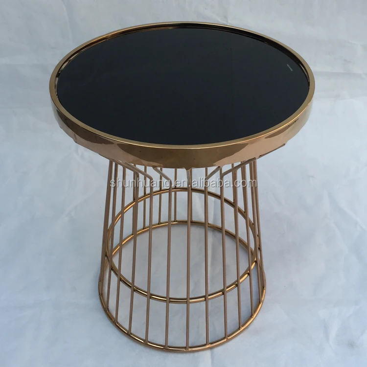 Hot Design Glass Tea Table Round Shape Living Room Furniture Stainless ...