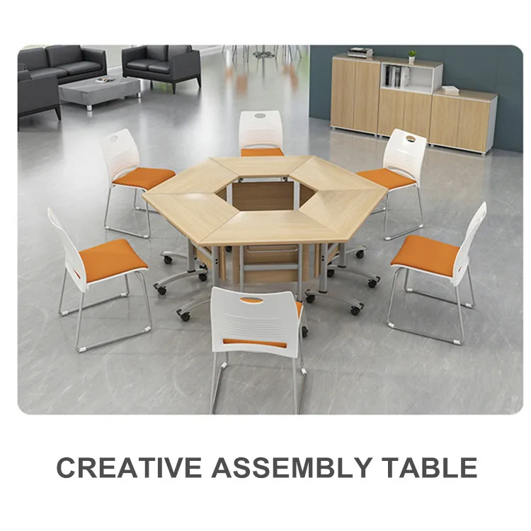 New Movable 6 Person Design Small Round Folding Conference Table