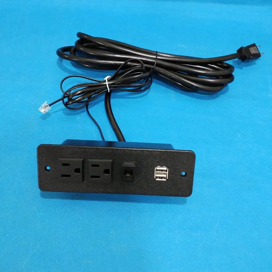 Rectangular Built In Desk Us Plug Power Electric Socket With Rj11 Port ...