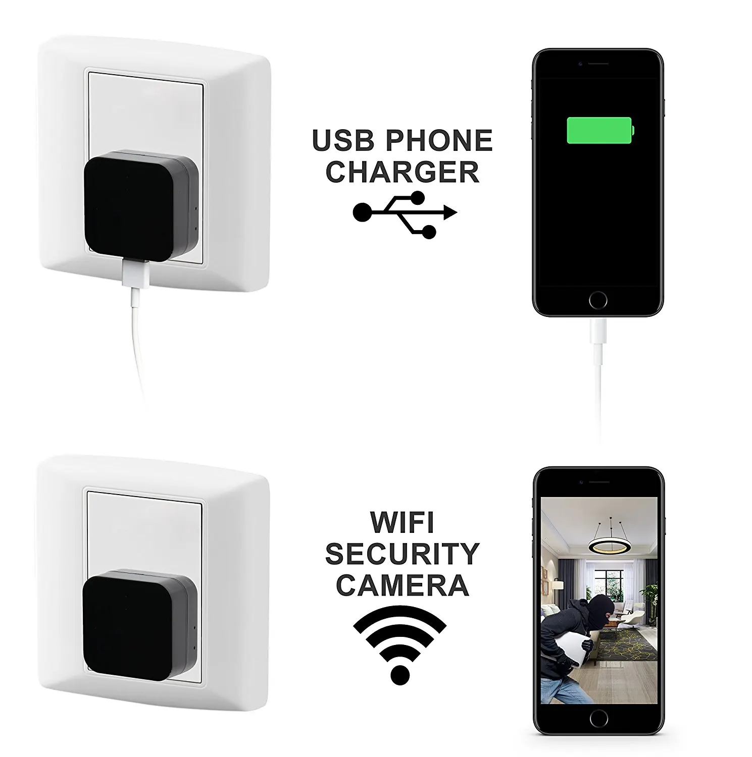 View Real Time Image At Anytime And Anywhere Full Hd 1080p Usb Charger ...