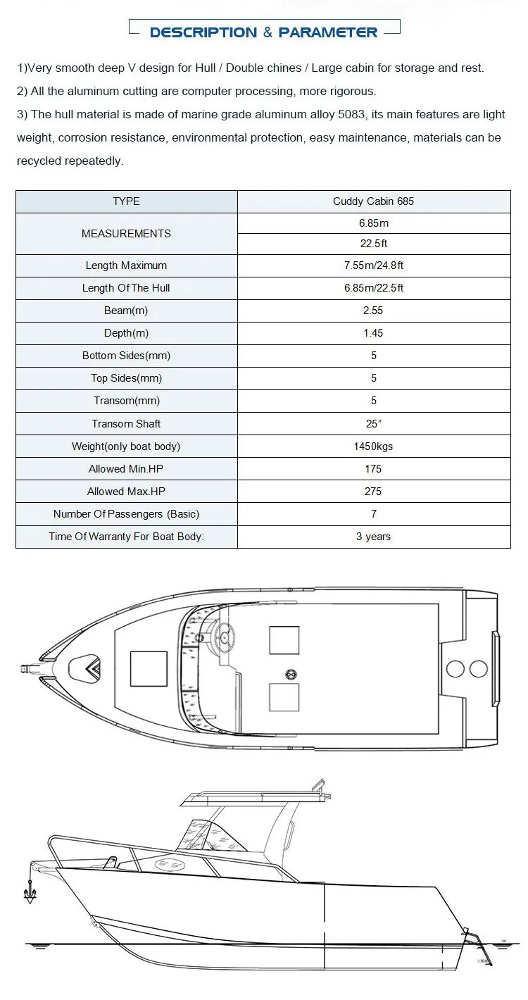 6.85m Cuddy Cabin Aluminum Boat Kit - Buy Aluminum Boat Kit,Cuddy Cabin ...