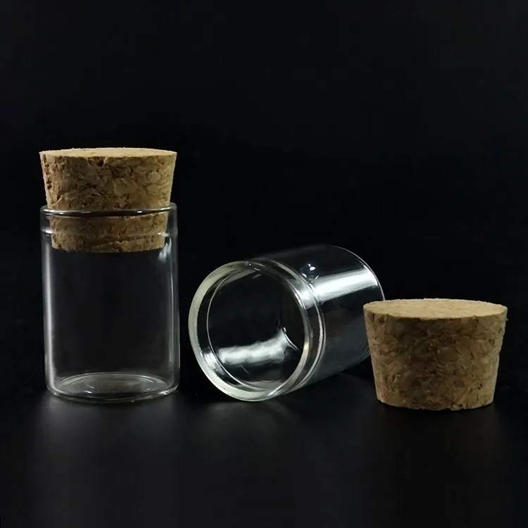 Small Clear Sample Test Tube Glass Vials With Wooden Cork Stopper Jars ...