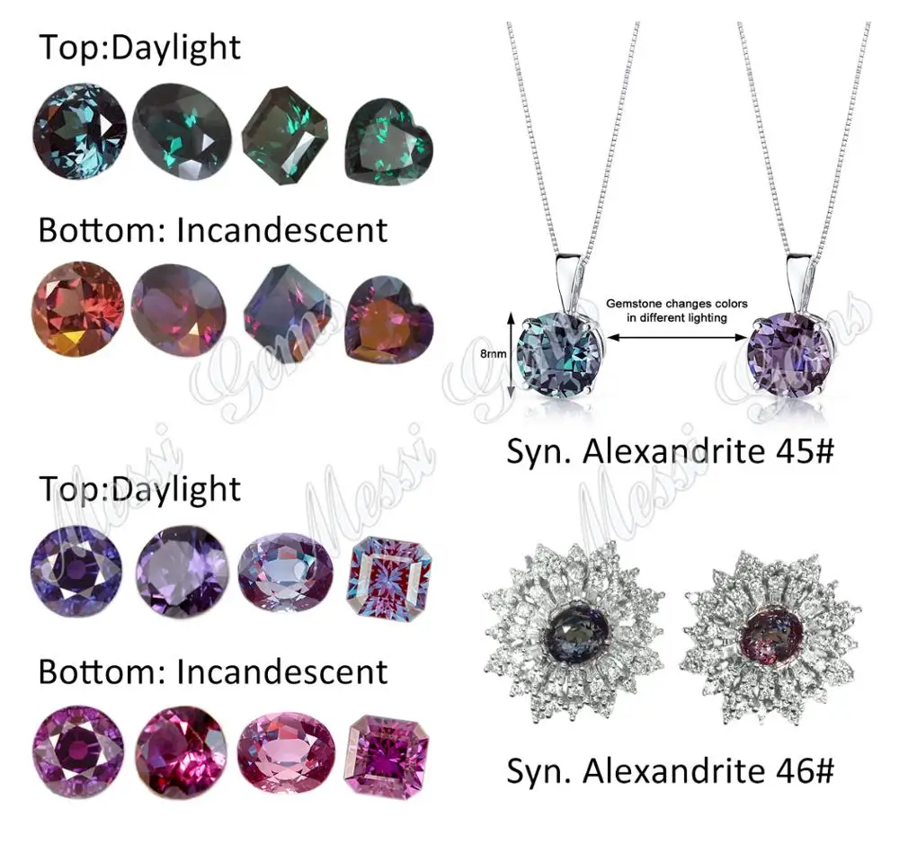 10mm Color Change Ruby Stones Synthetic Alexandrite Gems - Buy ...