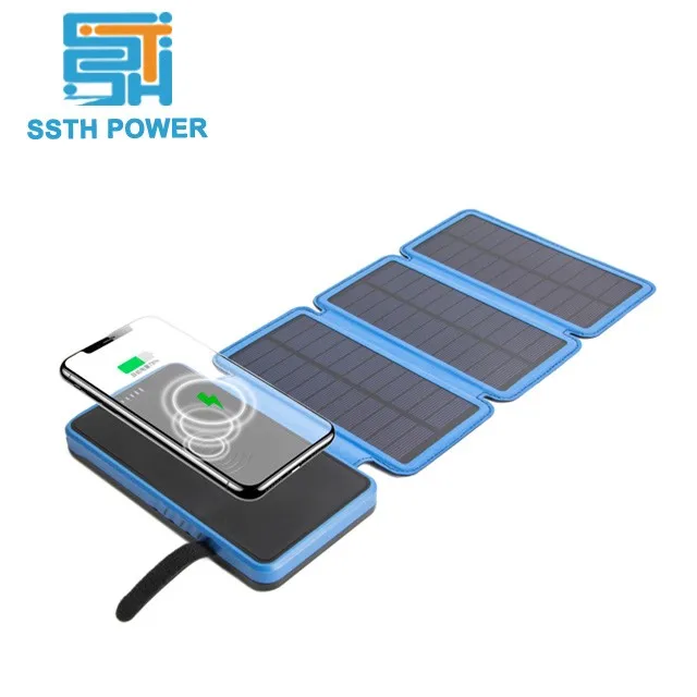 Portable Solar Power Bank - 10000mah with Wireless Charging